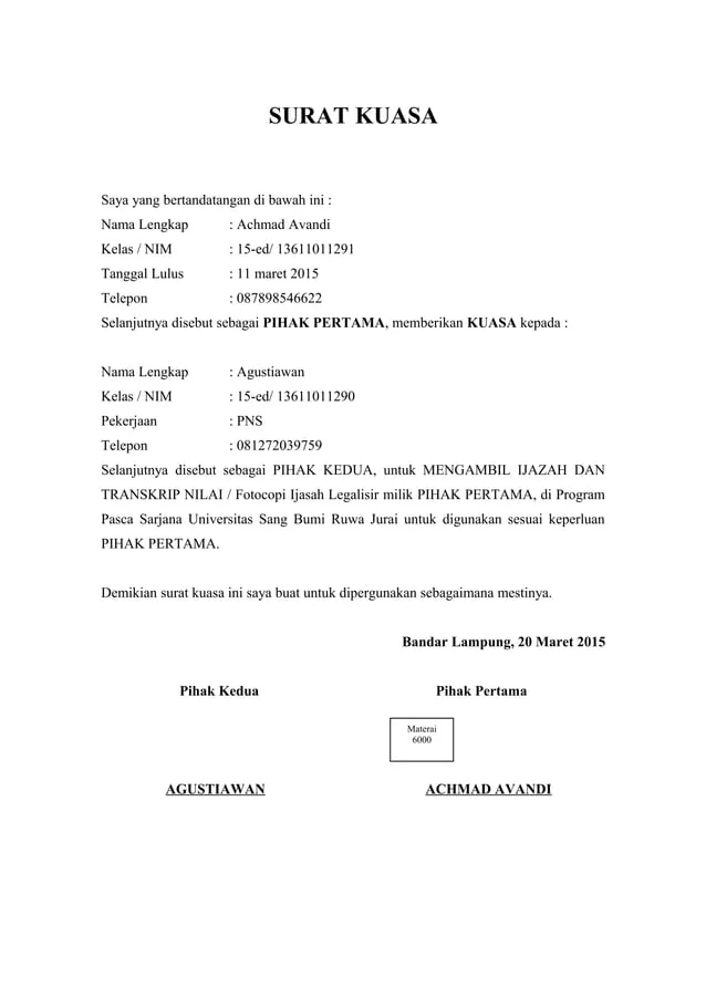 8 Contoh Surat Kuasa, Jenis, dan Komponen Penting Lainnya - BFI Finance